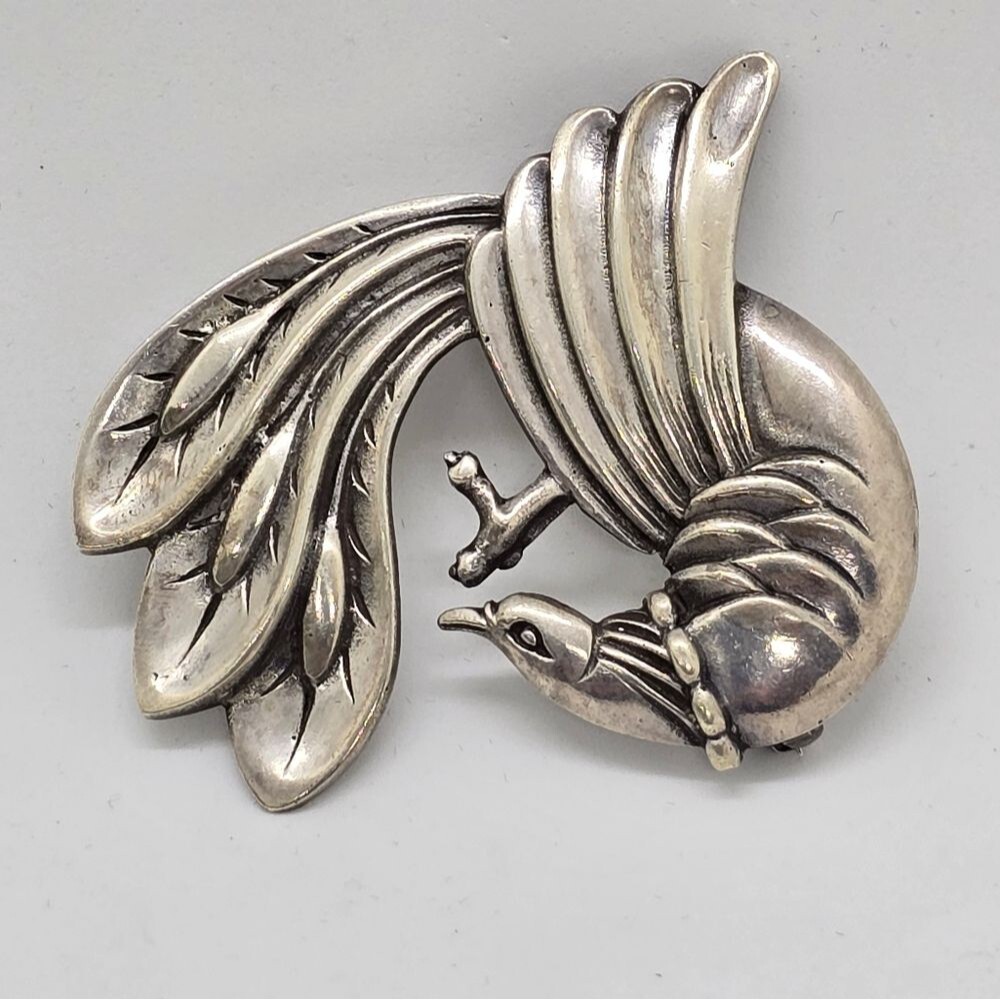 Viking Craft Rare Vintage Bird Brooch Signed Sterling - Gem